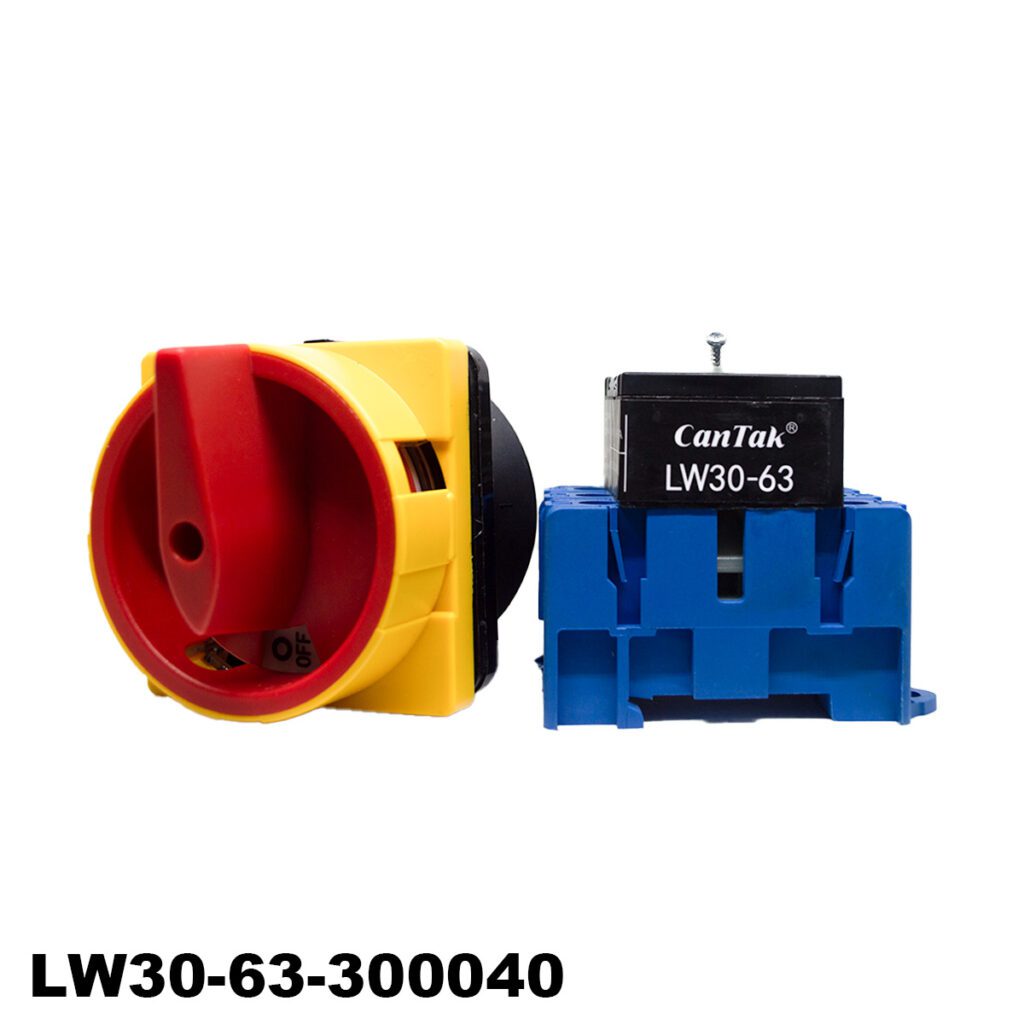Interruptor Rotativo OFF-ON 3P (64X64MM) 100A, Amarillo/rojo, CTK.LW30-100-300010 – ISA INDUSTRIAL