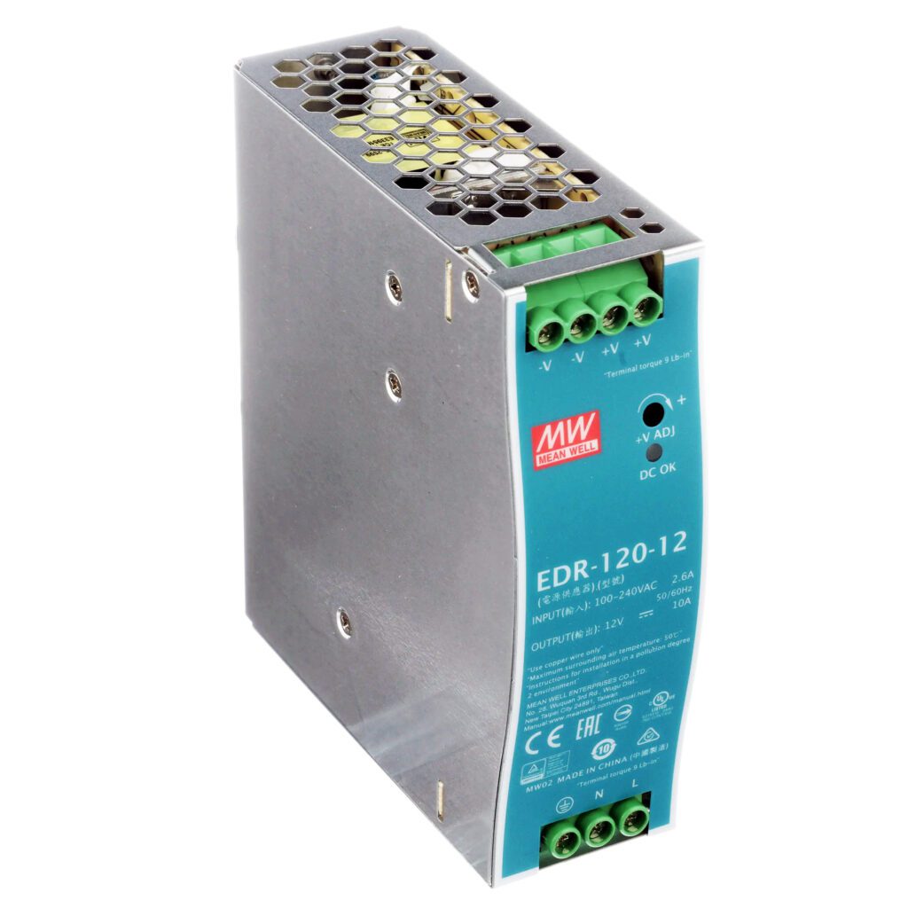 EDR-120-12 - FUENTE DE ALIMENTACIÓN EN RIEL DIN 120W 12V 10A EN55022 Class A - ISA INDUSTRIAL